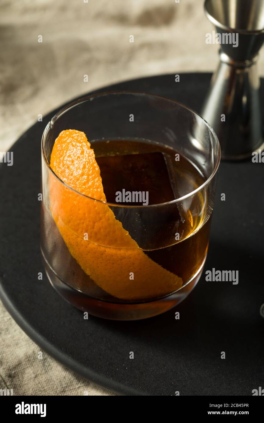 Boozy Coffee Old Fashioned Cocktail with an Espresso Ice Cube Stock ...