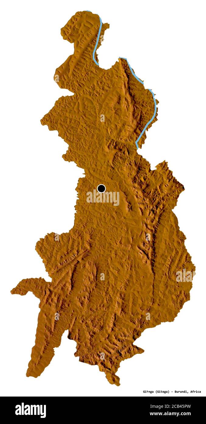 Shape of Gitega, province of Burundi, with its capital isolated on ...