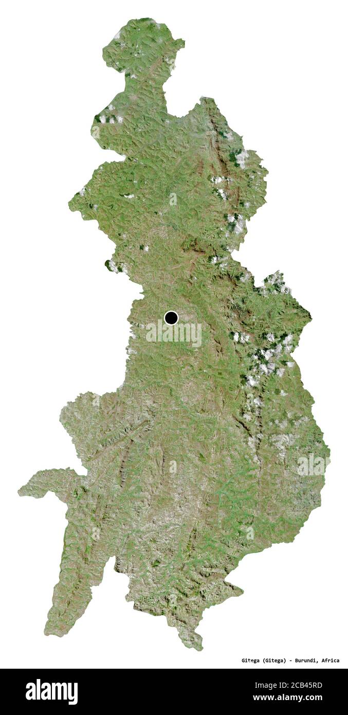 Shape of Gitega, province of Burundi, with its capital isolated on ...