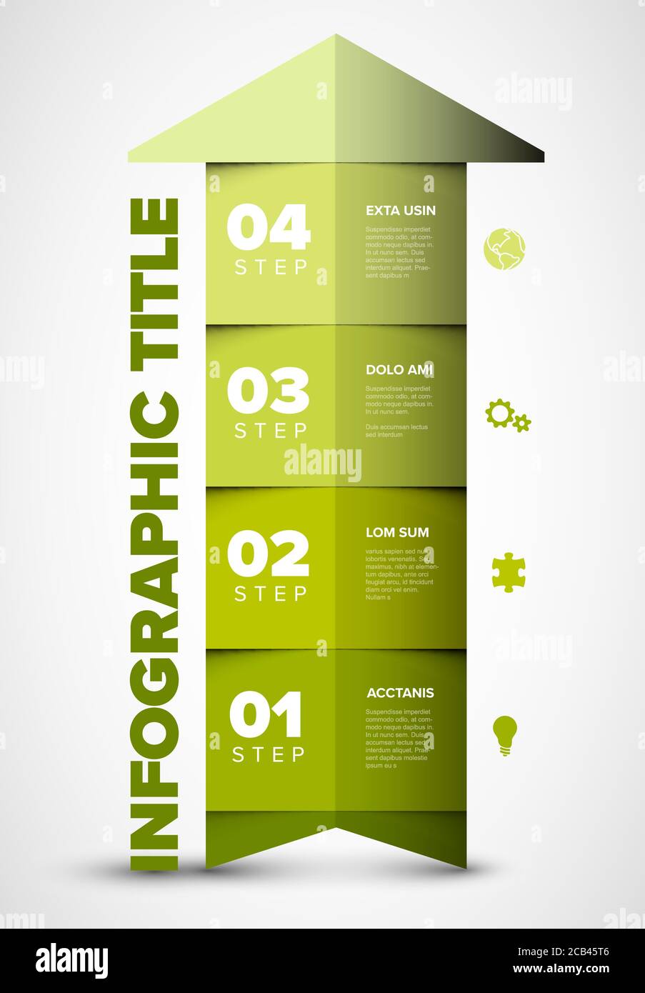 One two three four - vector green light arrow progress steps template ...