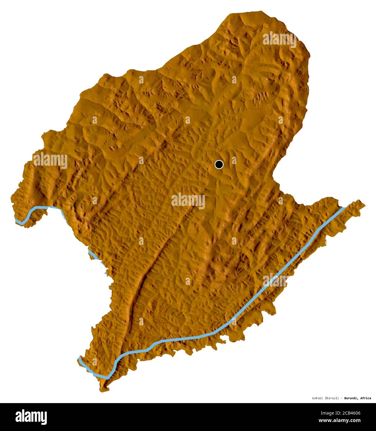 Shape of Karuzi, province of Burundi, with its capital isolated on ...