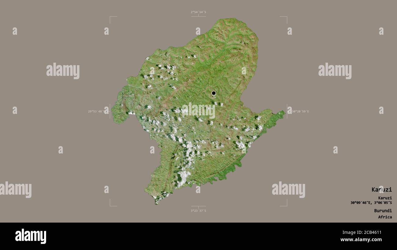 Area of Karuzi, province of Burundi, isolated on a solid background in ...