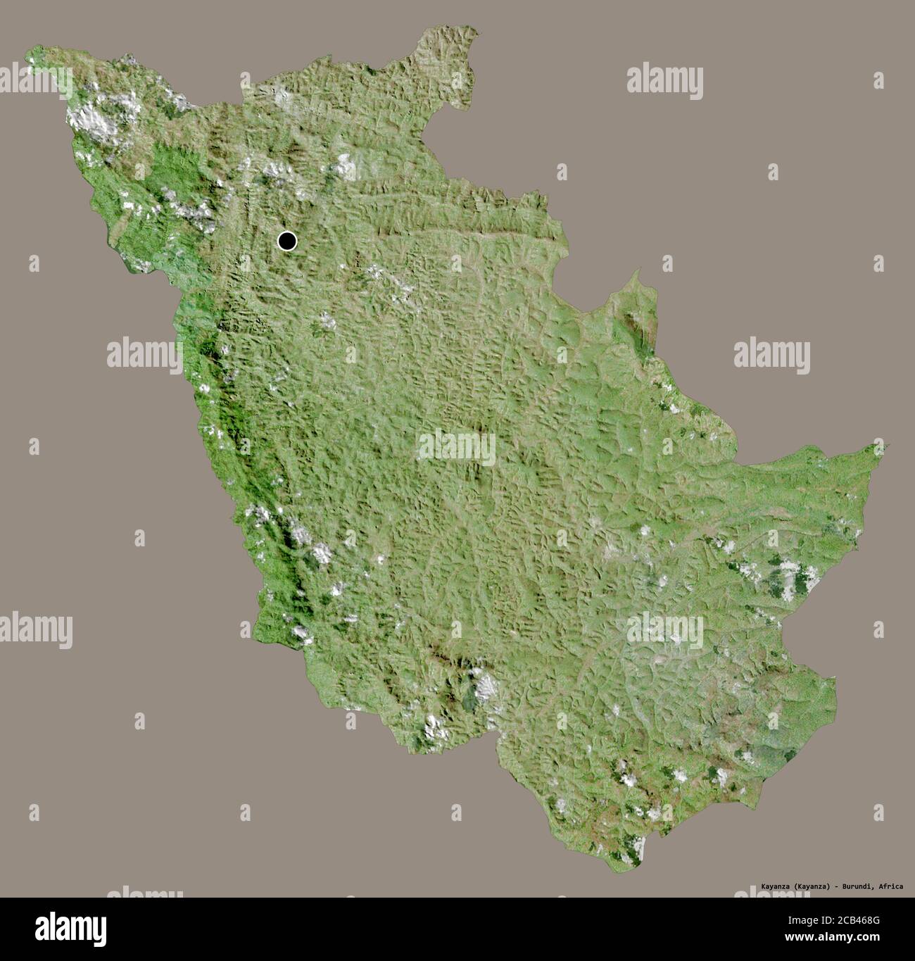 Shape of Kayanza, province of Burundi, with its capital isolated on a ...