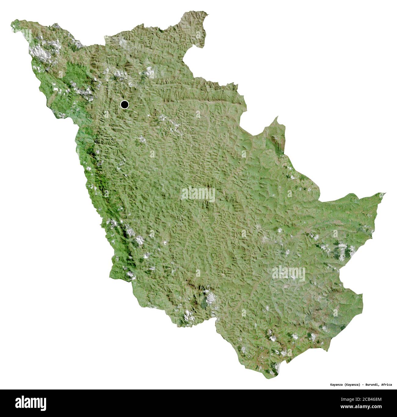 Shape of Kayanza, province of Burundi, with its capital isolated on ...
