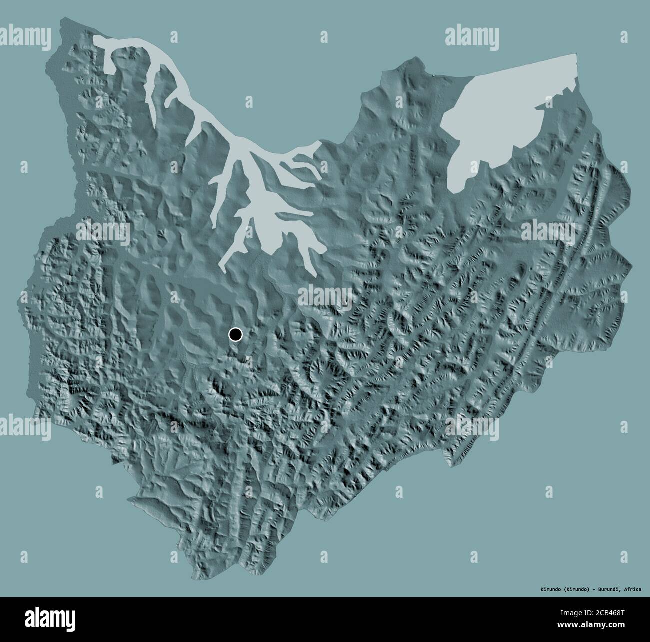Shape of Kirundo, province of Burundi, with its capital isolated on a ...