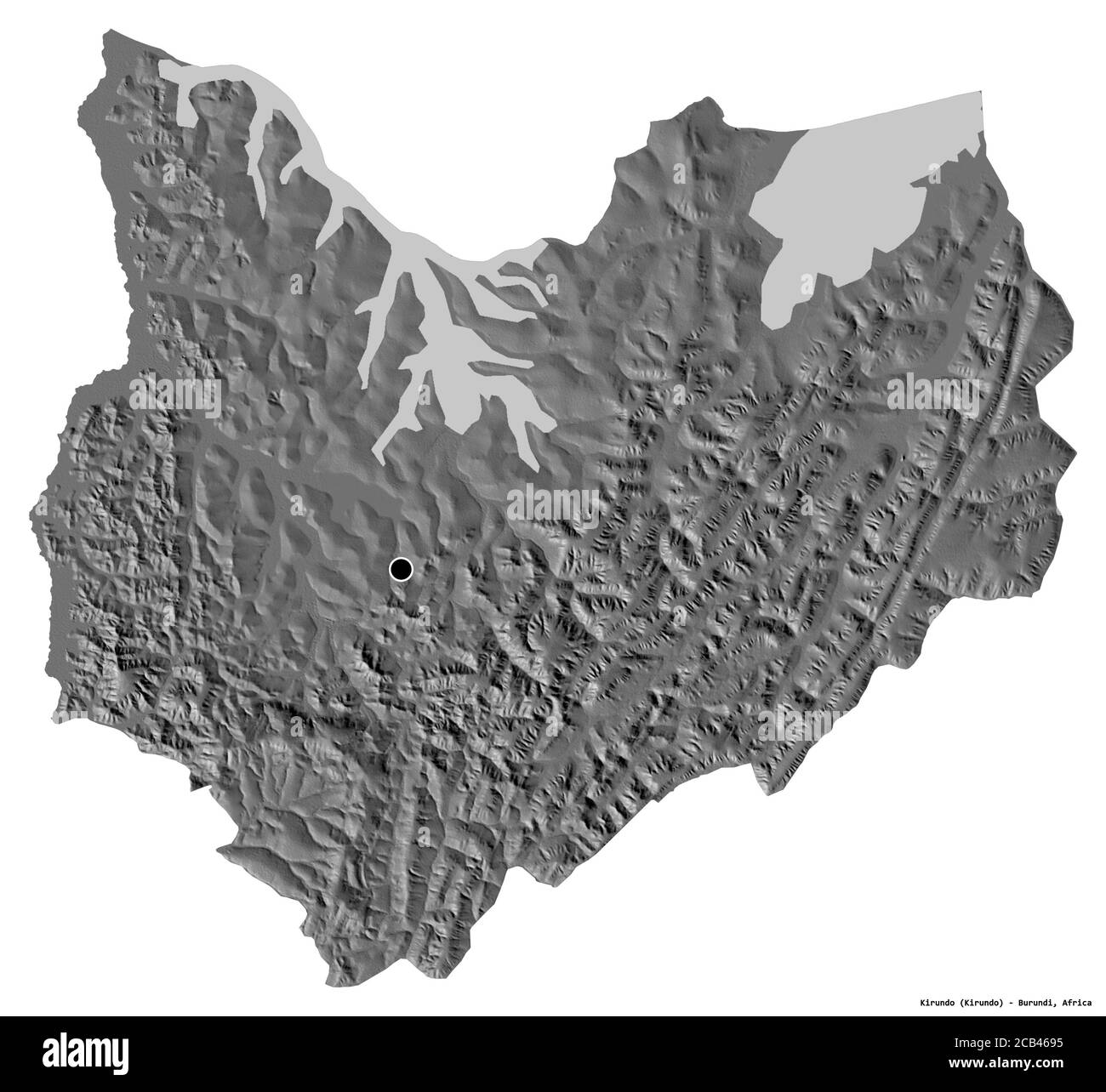 Shape of Kirundo, province of Burundi, with its capital isolated on ...