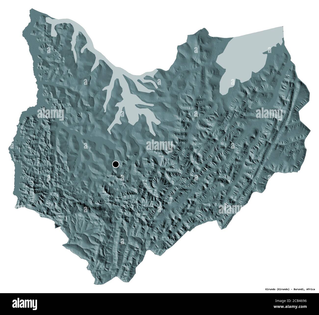 Shape of Kirundo, province of Burundi, with its capital isolated on ...