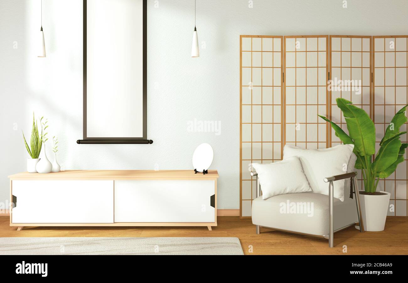 Tropical zen room interior design, mock up room japan style.3D ...
