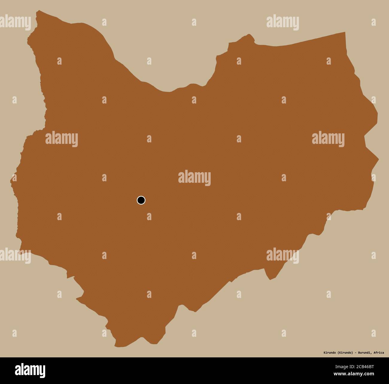 Shape of Kirundo, province of Burundi, with its capital isolated on a ...