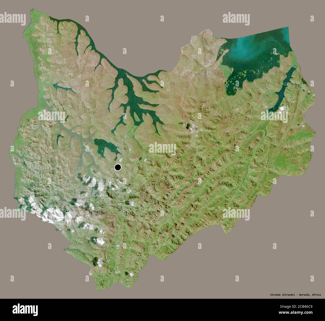 Shape of Kirundo, province of Burundi, with its capital isolated on a ...