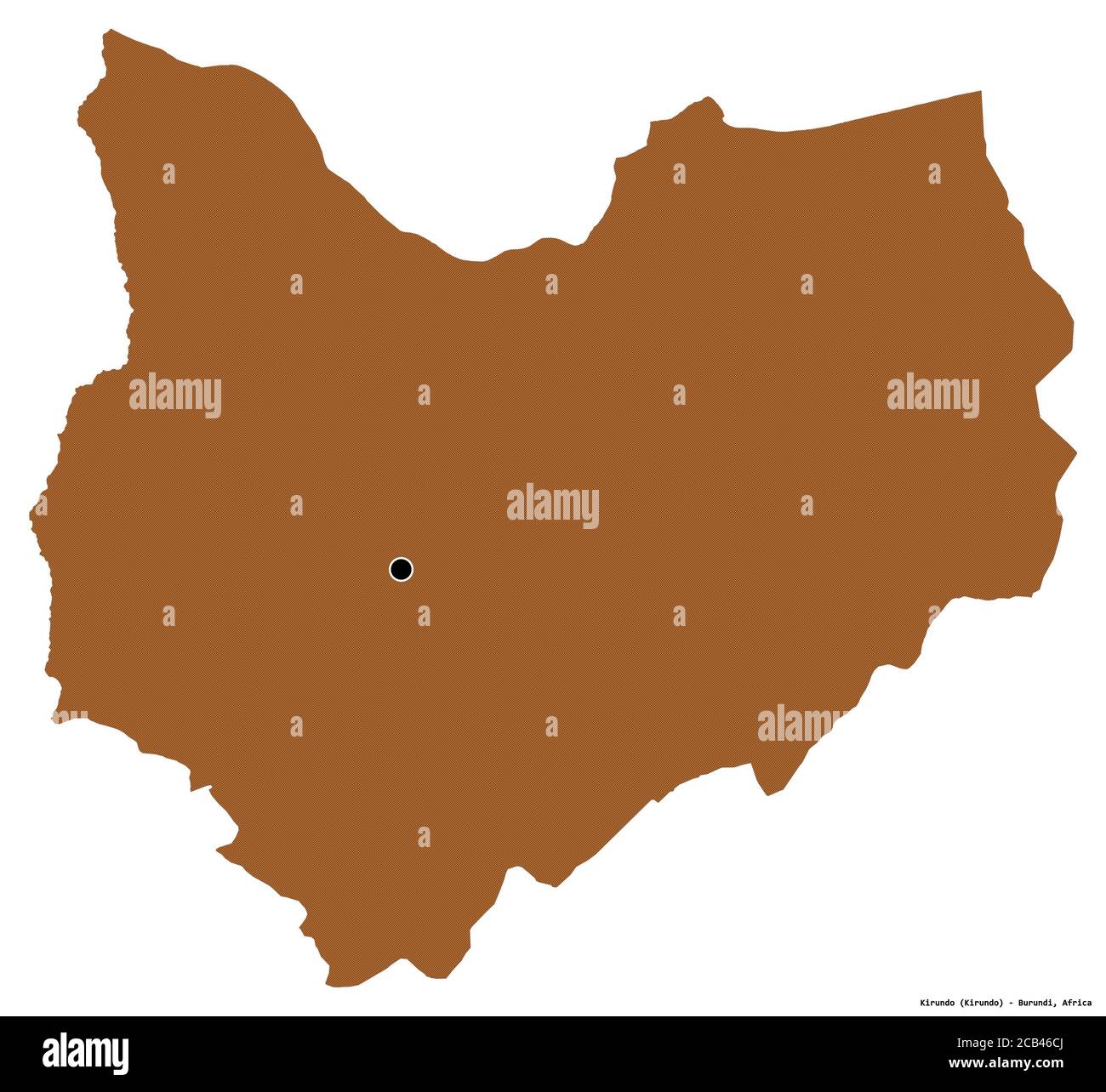 Shape of Kirundo, province of Burundi, with its capital isolated on ...