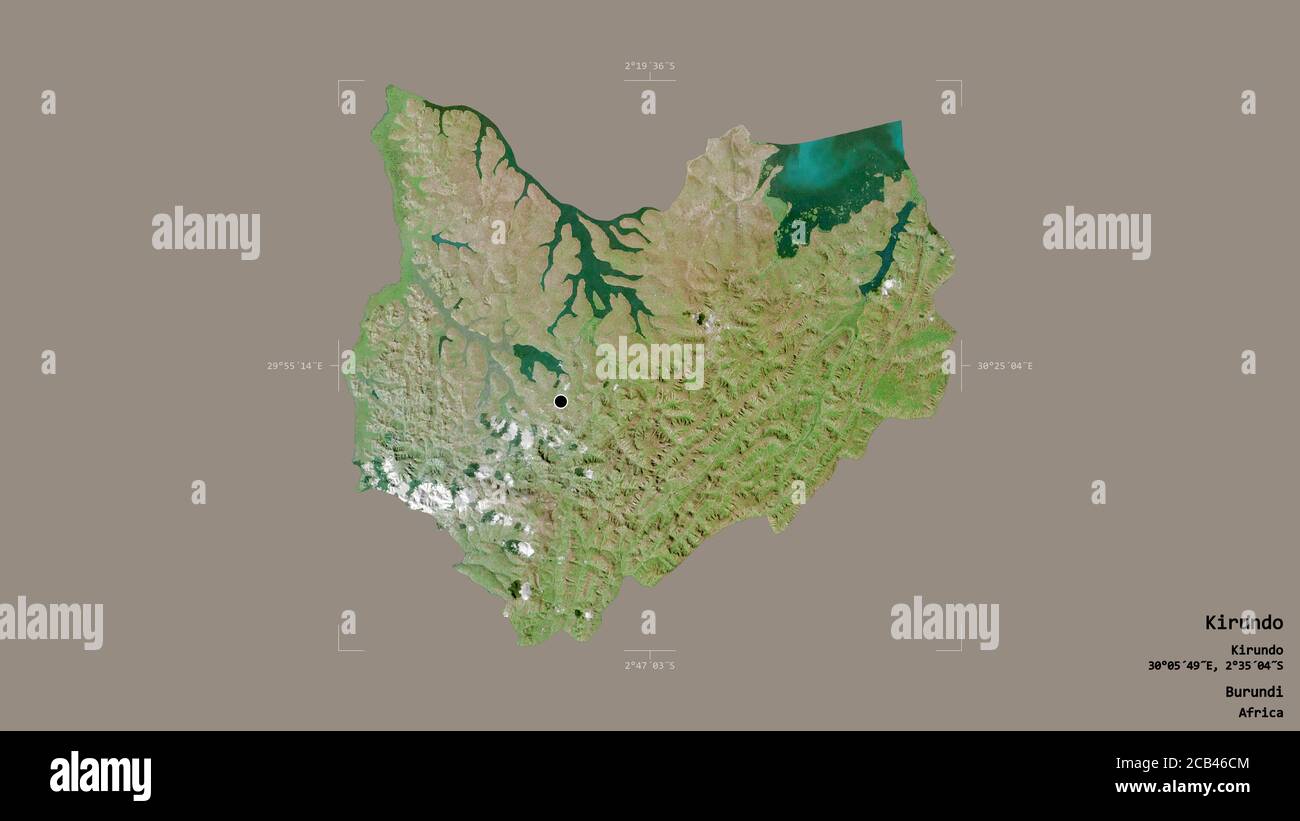 Area of Kirundo, province of Burundi, isolated on a solid background in ...