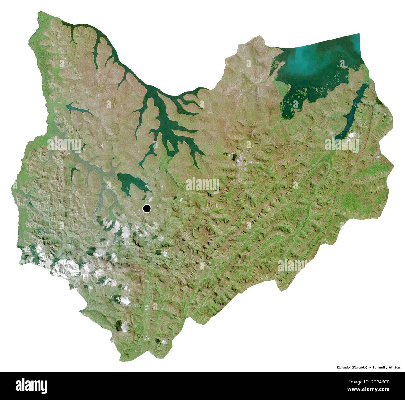 Shape of Kirundo, province of Burundi, with its capital isolated on ...