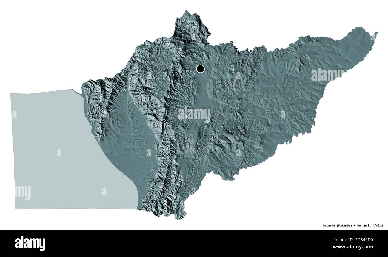 Shape of Makamba, province of Burundi, with its capital isolated on ...