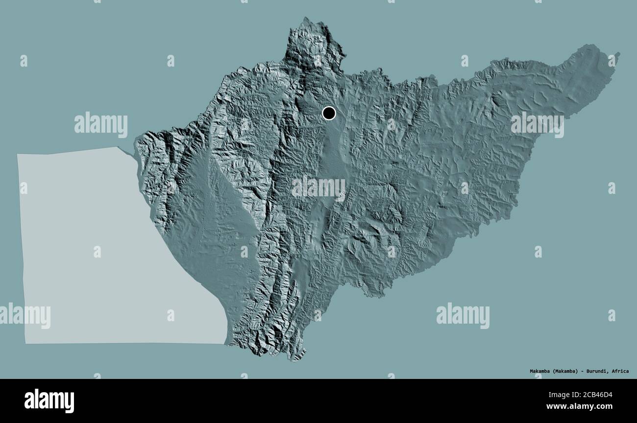 Shape of Makamba, province of Burundi, with its capital isolated on a ...