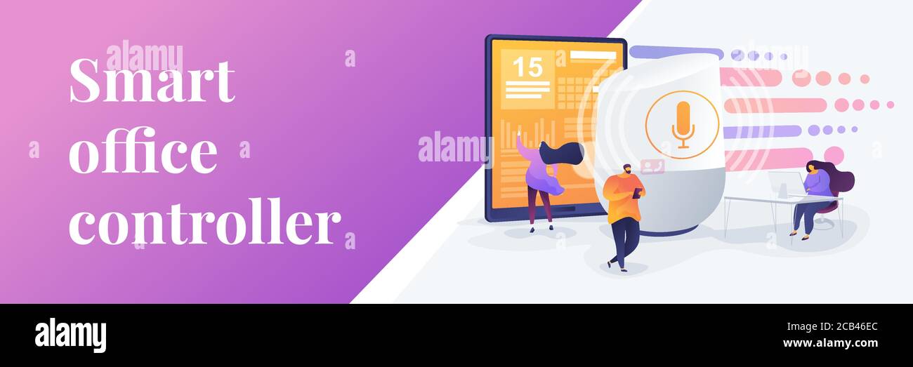 Smart speaker office controller web banner concept Stock Vector Image ...