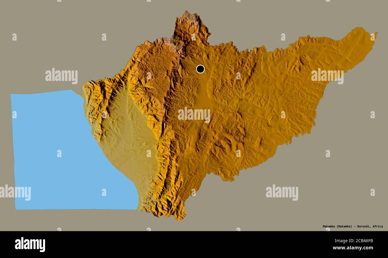 Shape of Makamba, province of Burundi, with its capital isolated on a ...