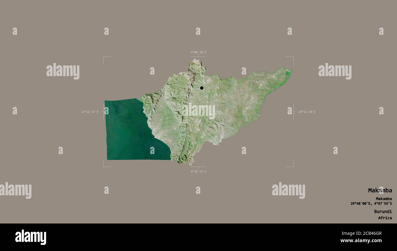 Area of Makamba, province of Burundi, isolated on a solid background in ...
