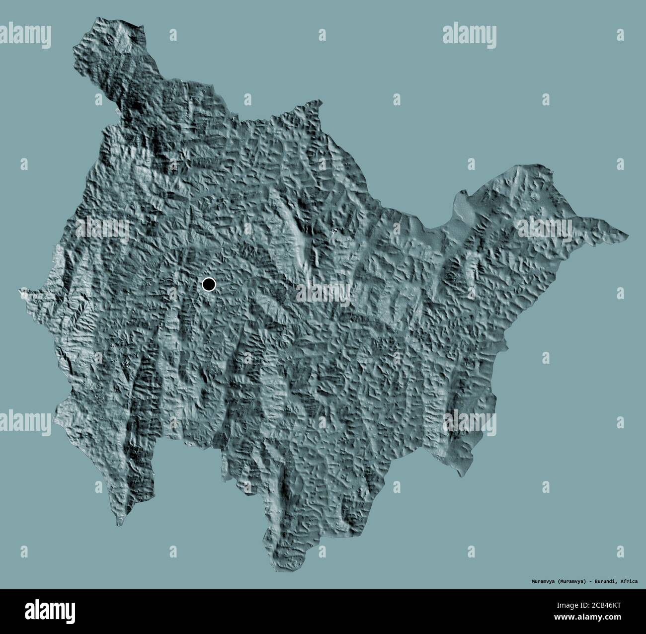 Shape of Muramvya, province of Burundi, with its capital isolated on a ...
