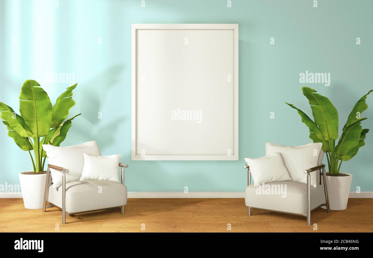 mint interior design have armchair on empty room japanese design,3D ...