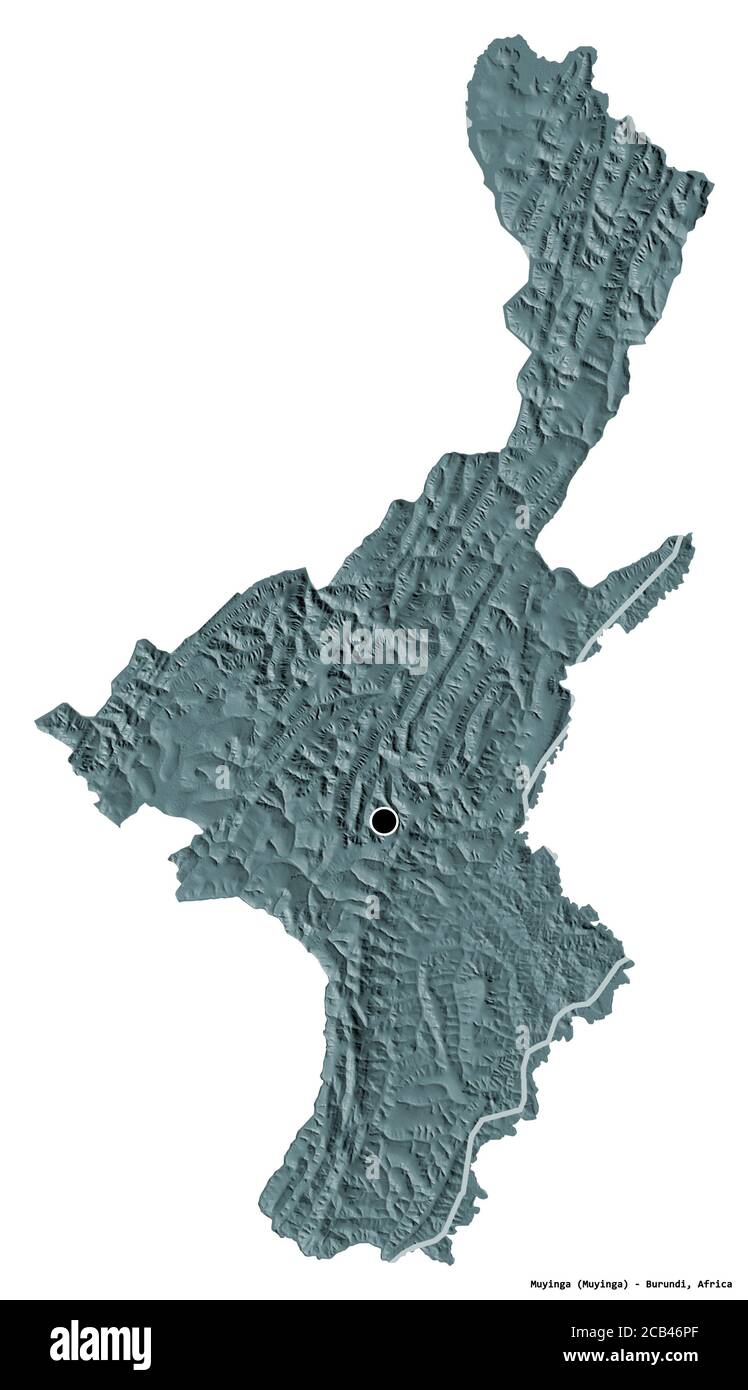 Shape of Muyinga, province of Burundi, with its capital isolated on ...