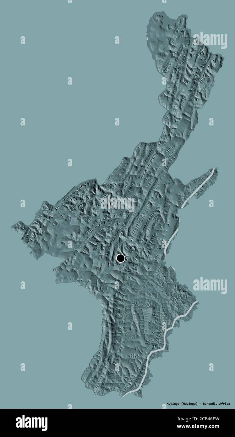 Shape of Muyinga, province of Burundi, with its capital isolated on a ...