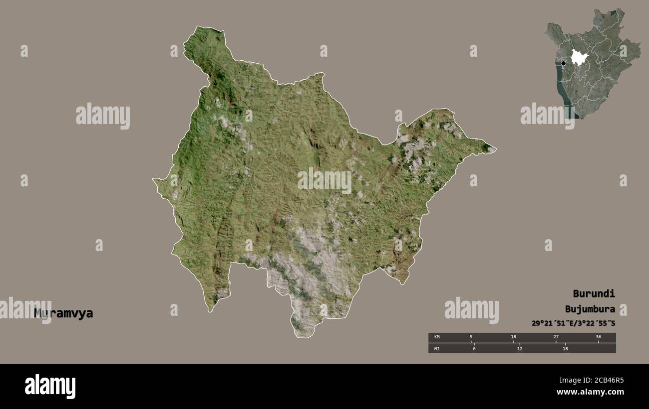 Shape of Muramvya, province of Burundi, with its capital isolated on ...