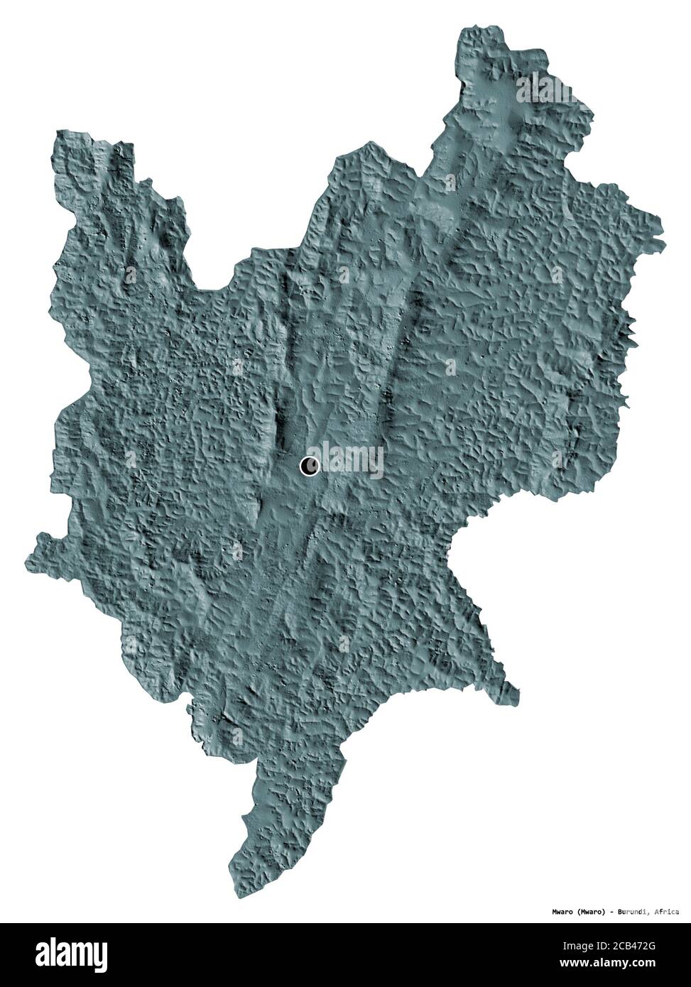 Shape of Mwaro, province of Burundi, with its capital isolated on white ...