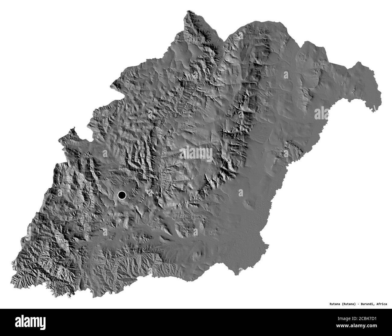 Shape of Rutana, province of Burundi, with its capital isolated on ...