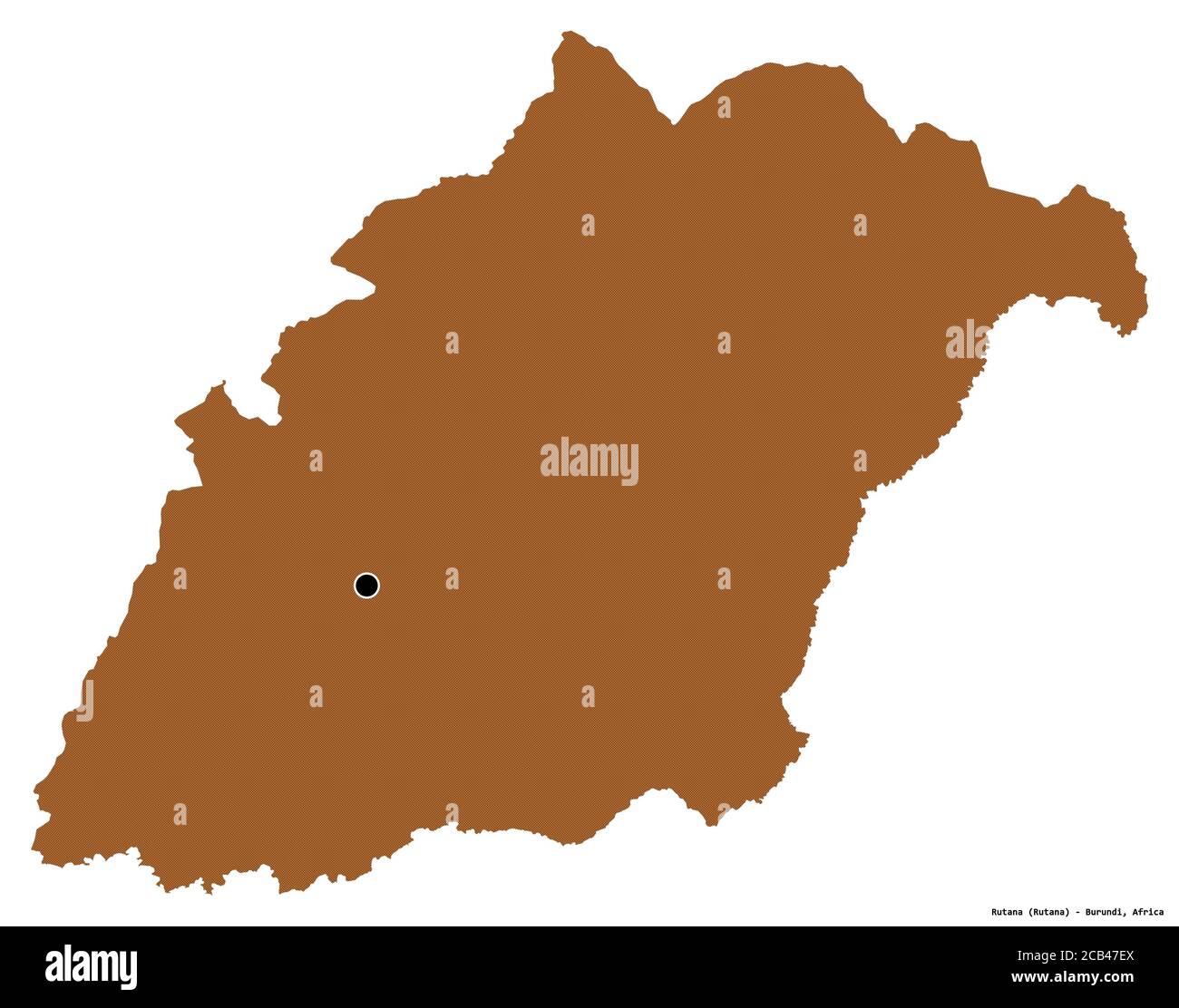 Shape of Rutana, province of Burundi, with its capital isolated on ...