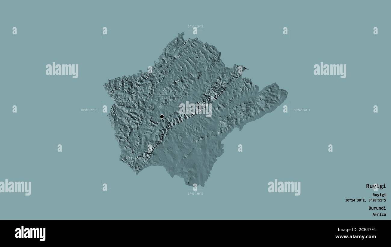 Area of Ruyigi, province of Burundi, isolated on a solid background in ...