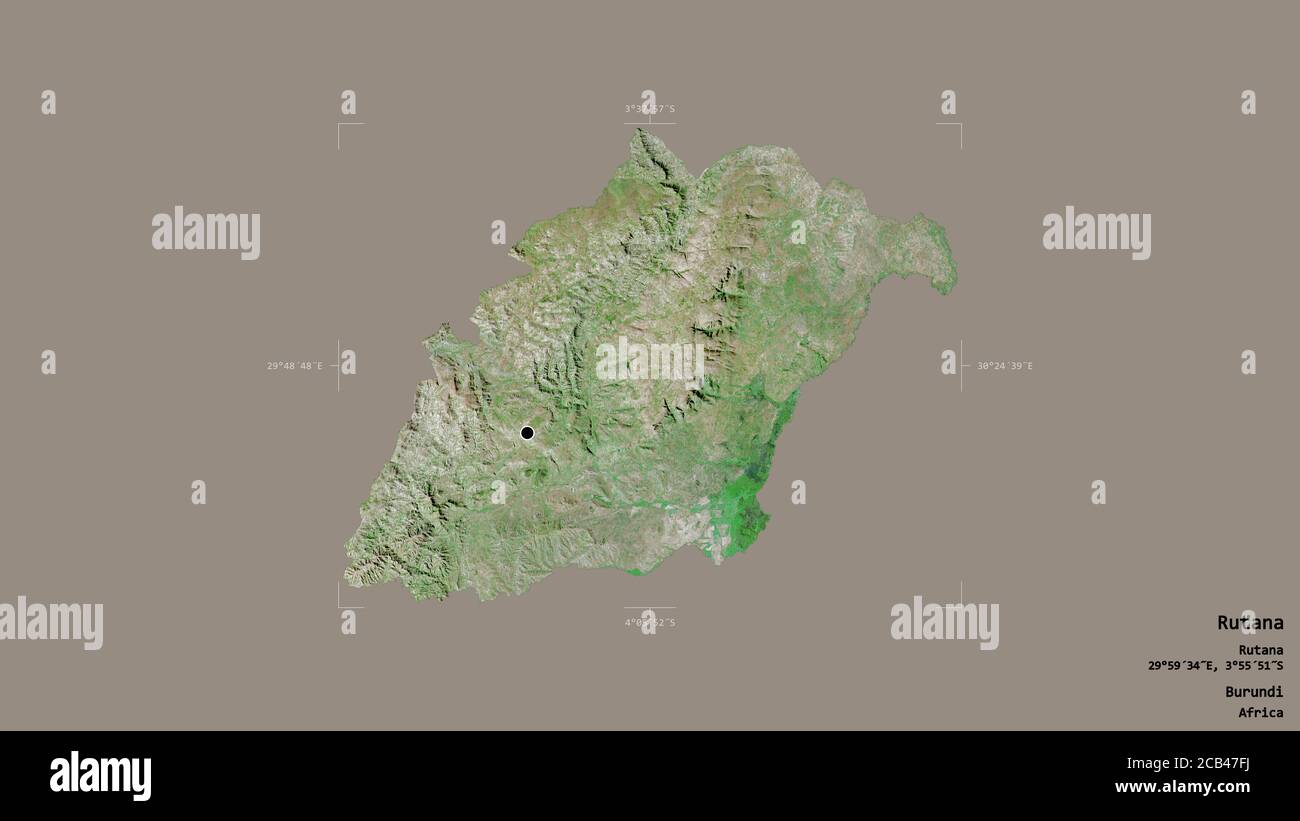 Area of Rutana, province of Burundi, isolated on a solid background in ...
