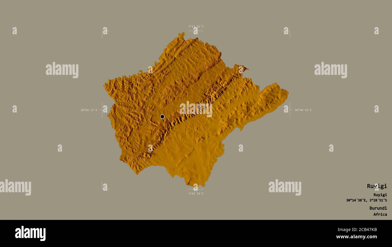 Area of Ruyigi, province of Burundi, isolated on a solid background in ...
