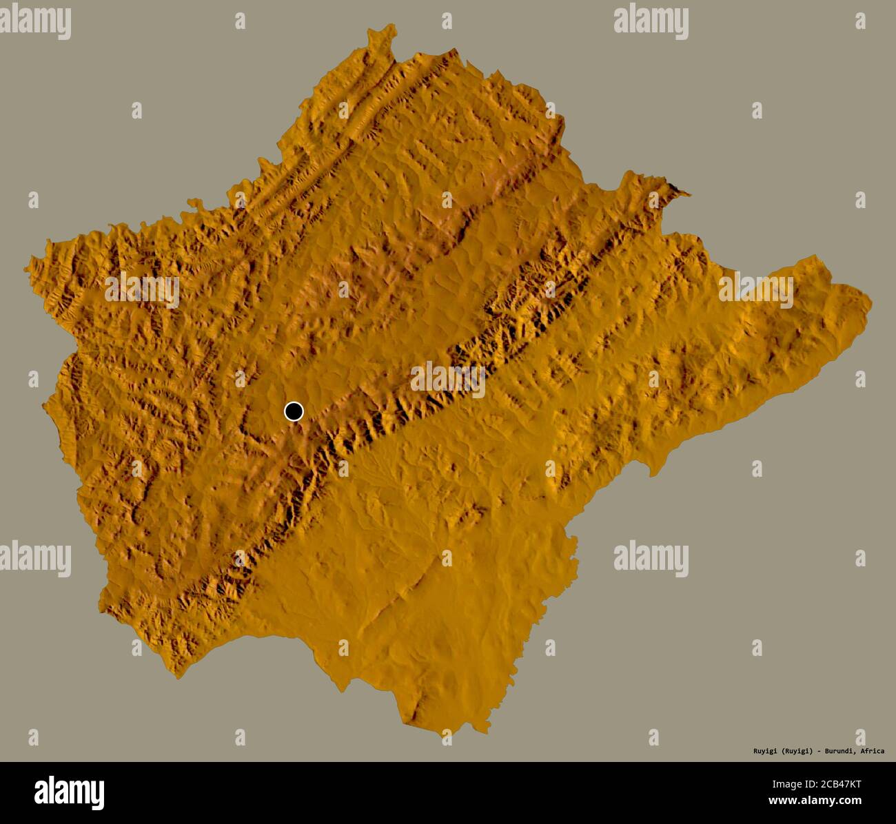Shape of Ruyigi, province of Burundi, with its capital isolated on a ...