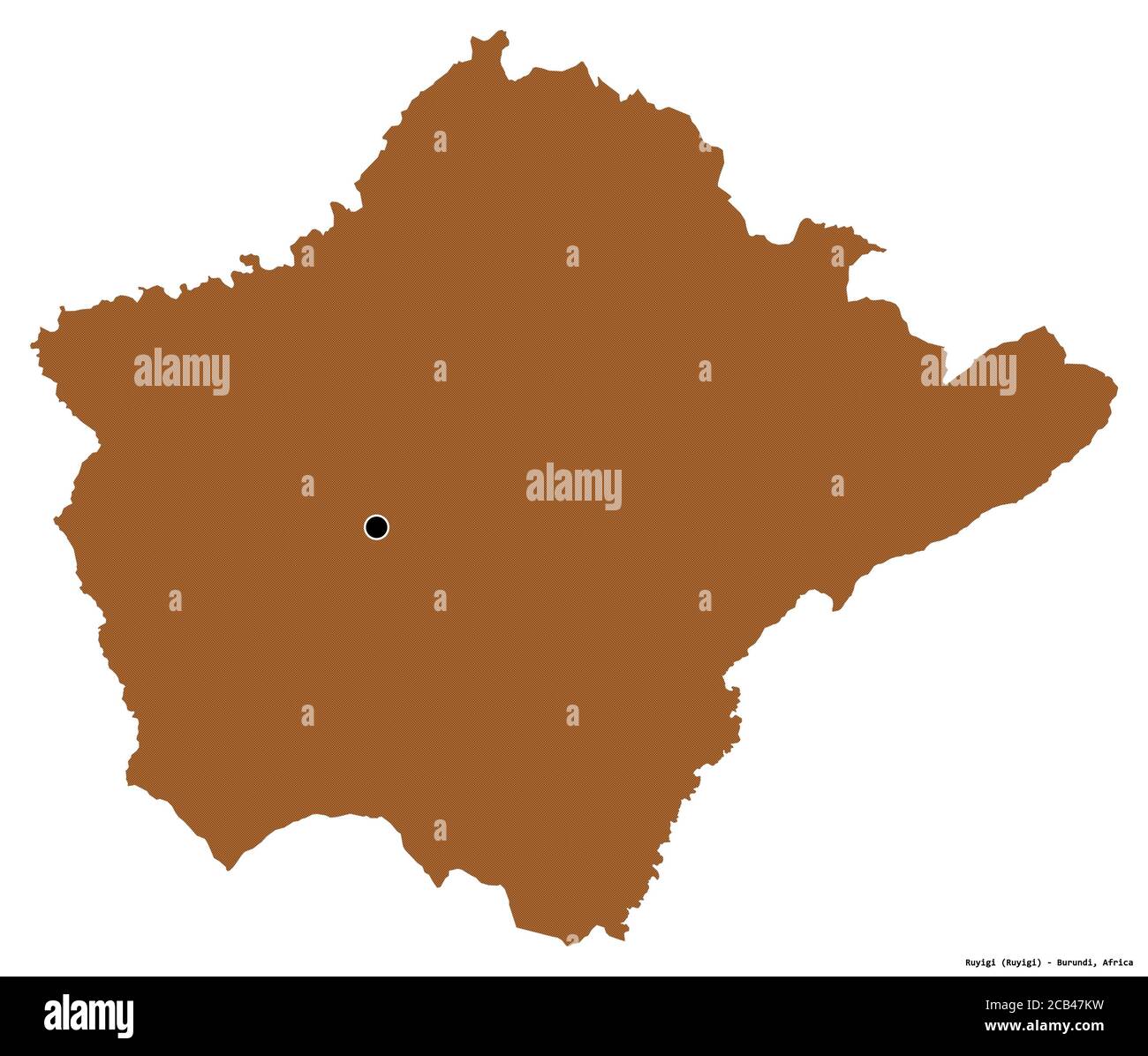 Shape of Ruyigi, province of Burundi, with its capital isolated on ...