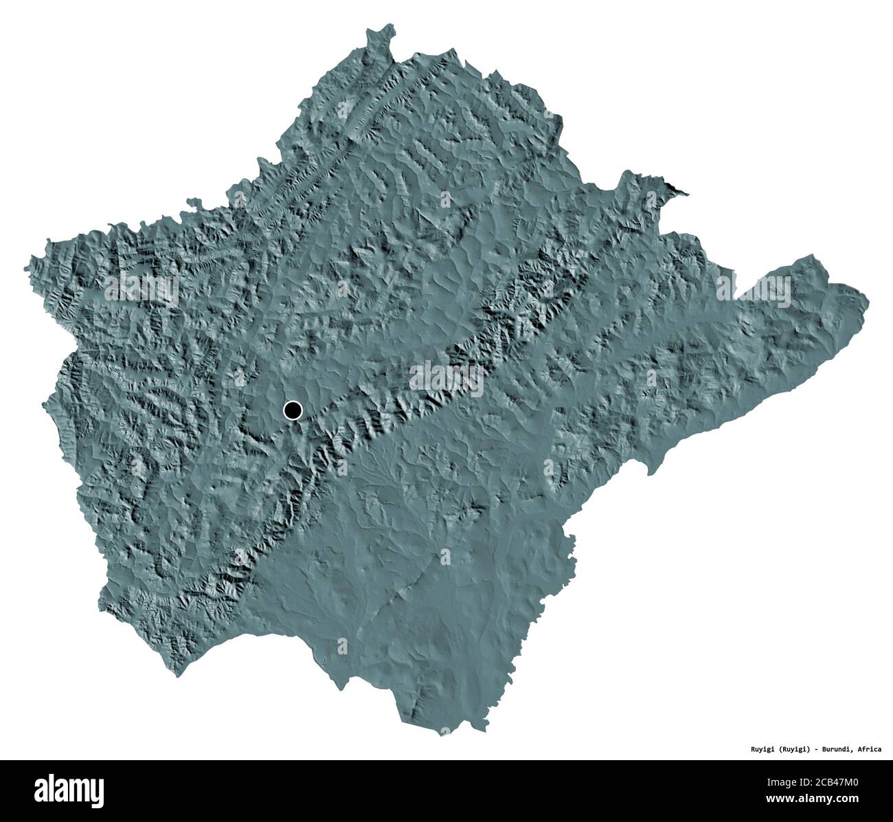 Shape of Ruyigi, province of Burundi, with its capital isolated on ...