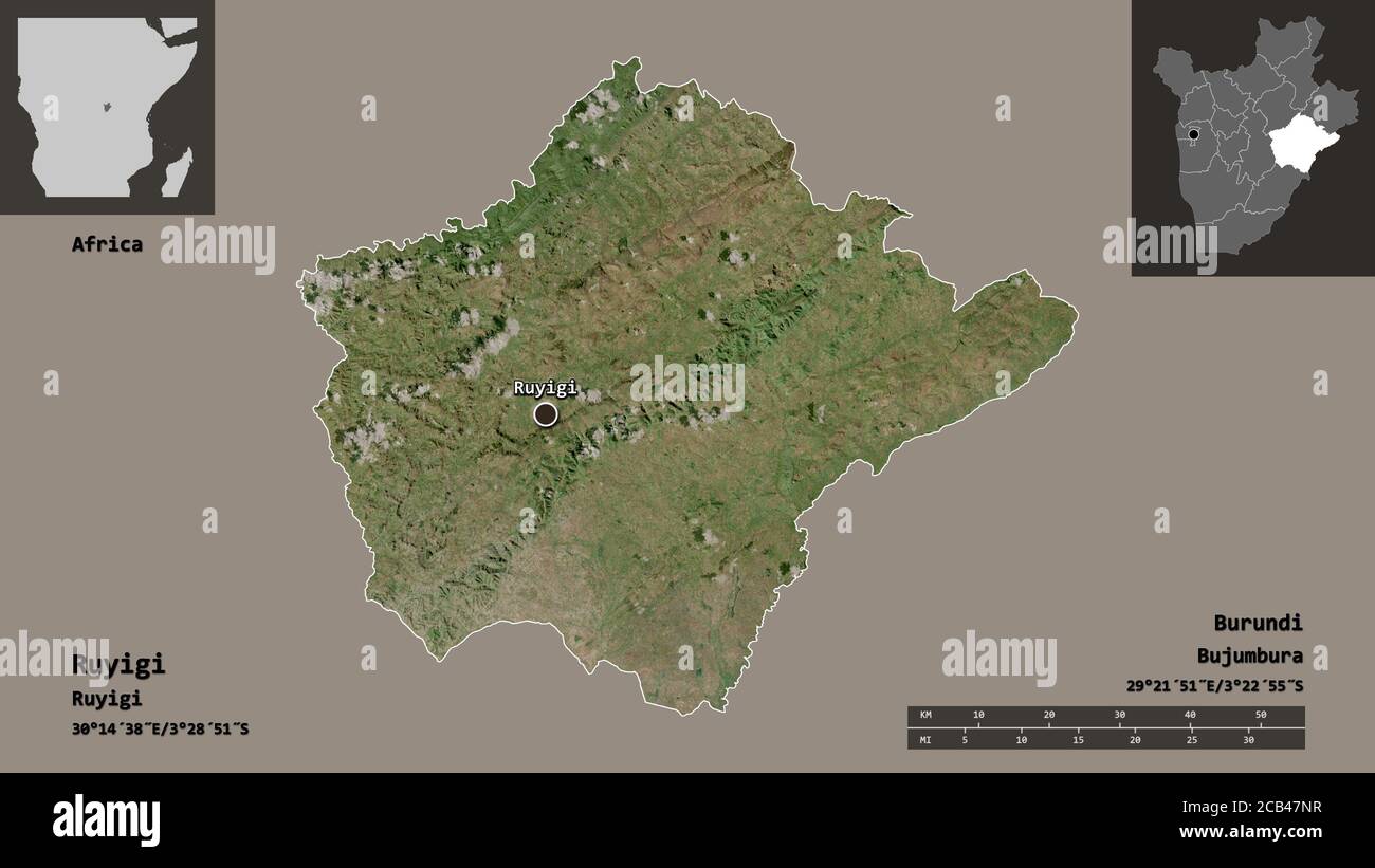 Shape of Ruyigi, province of Burundi, and its capital. Distance scale ...