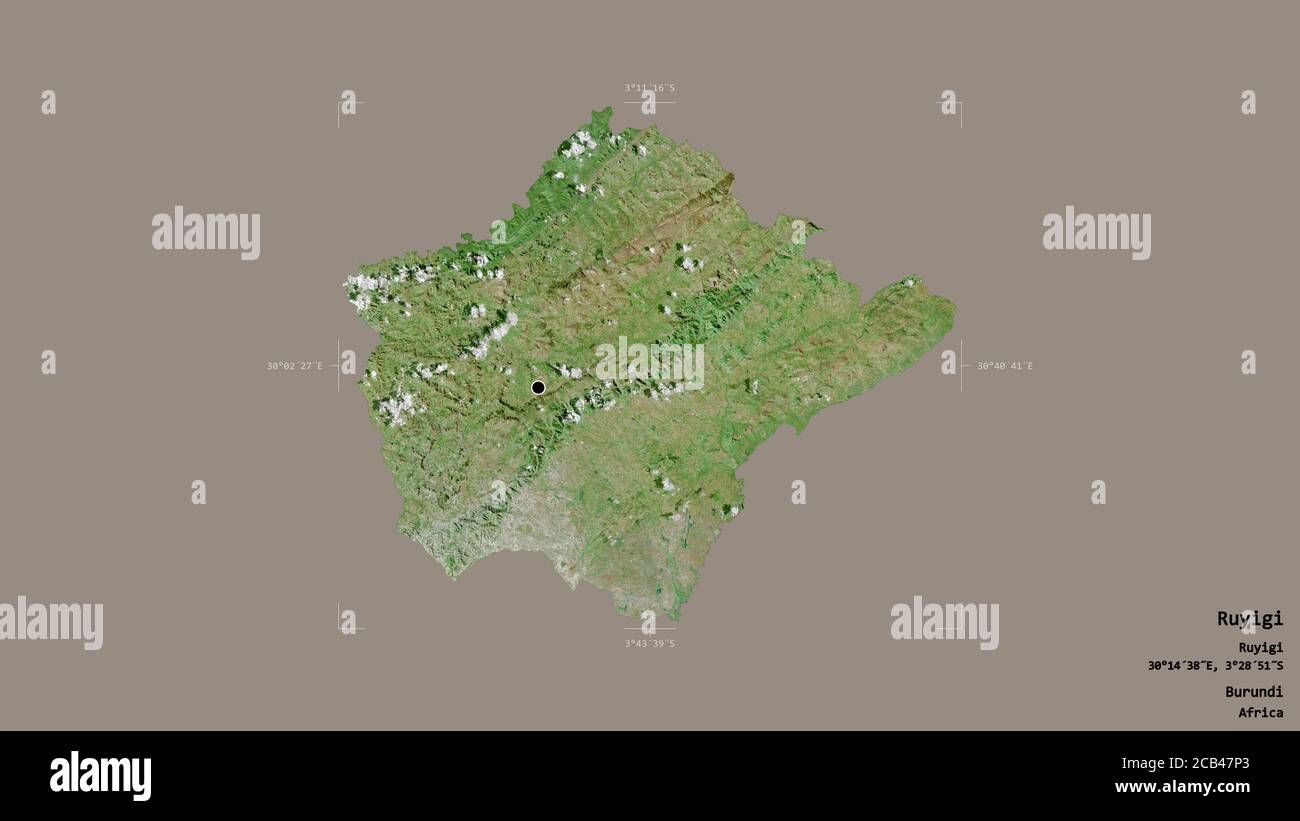 Area of Ruyigi, province of Burundi, isolated on a solid background in ...