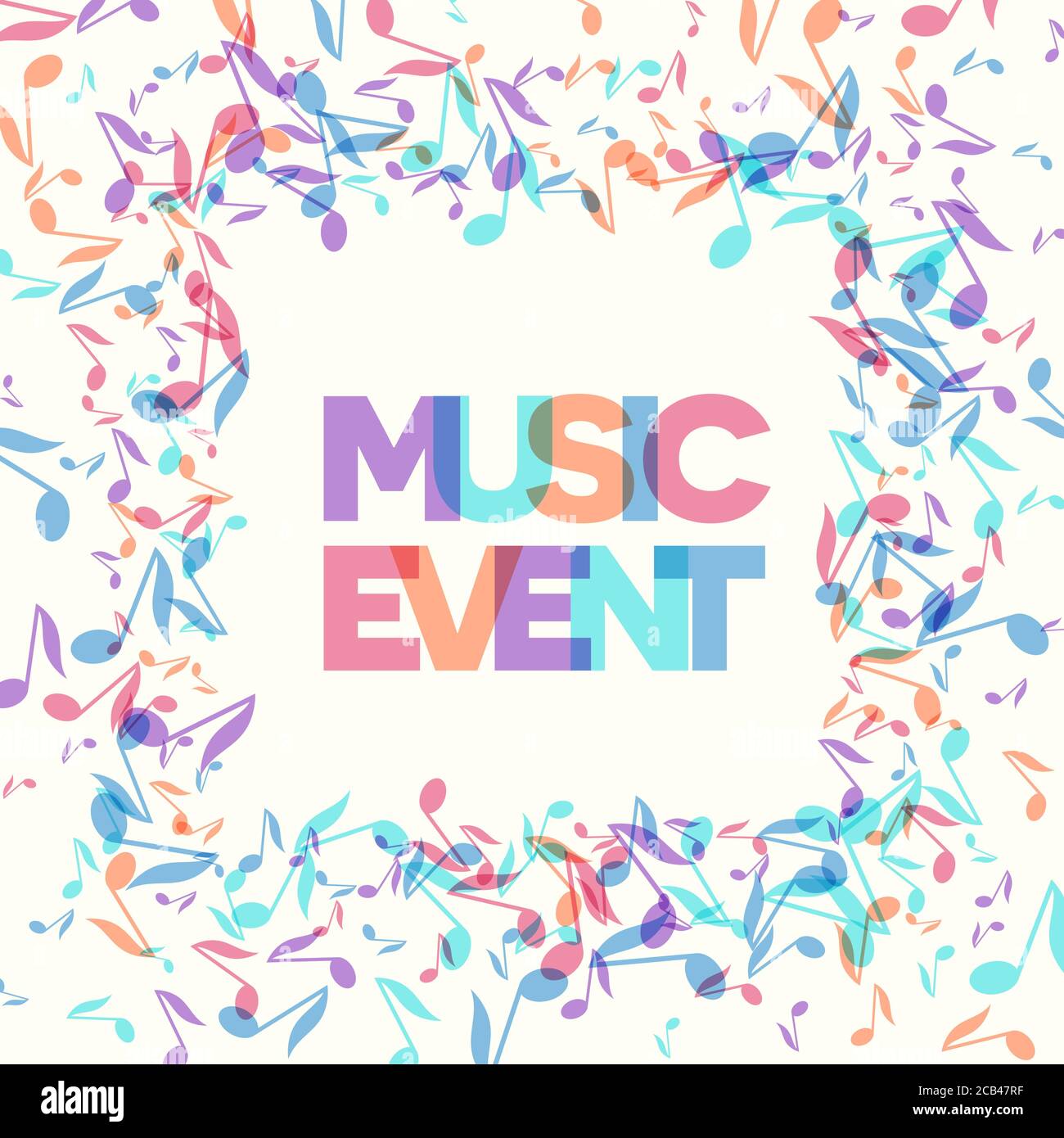 Colorful Music Event notes background. Random colored music festival ...