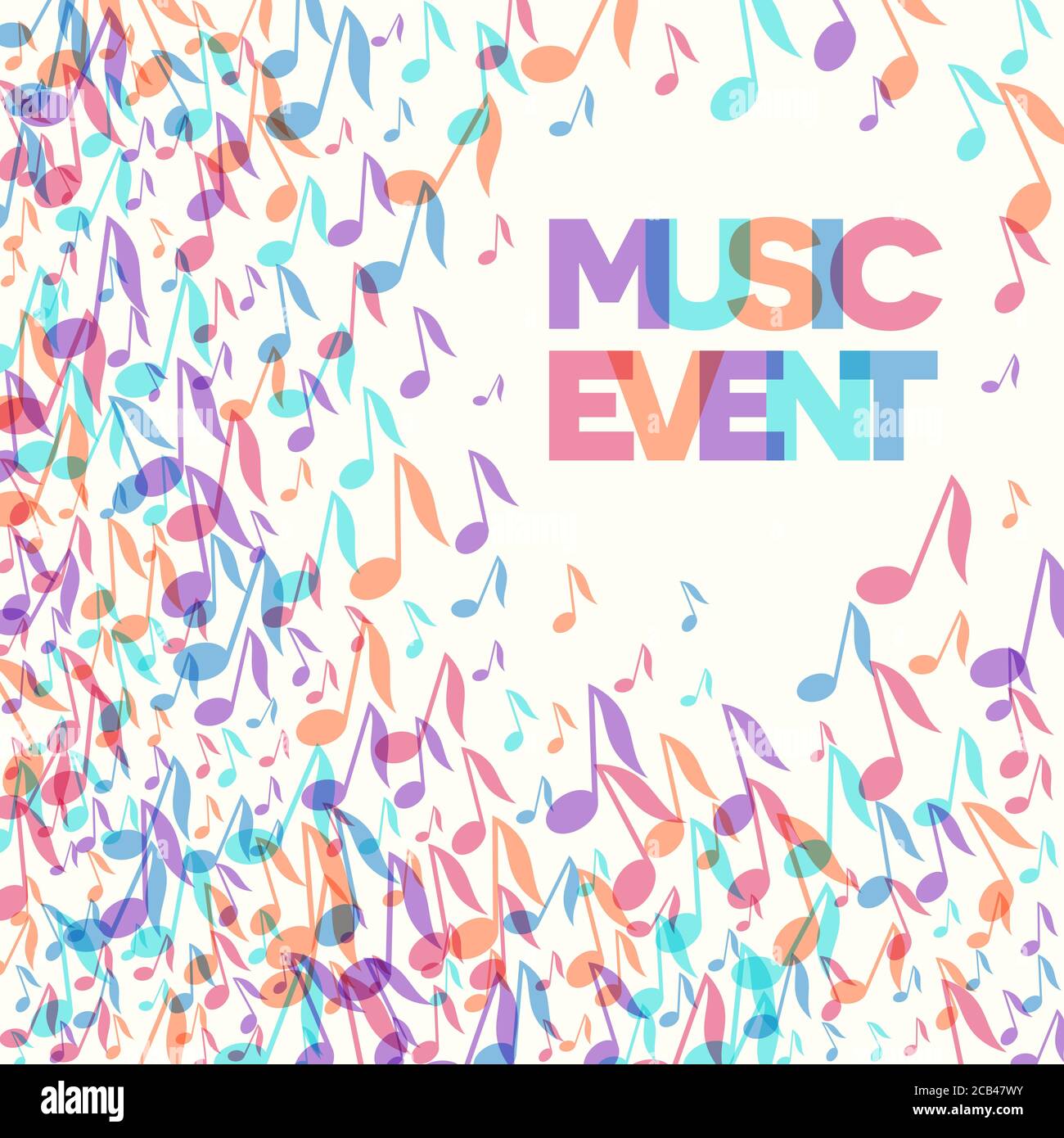 Colorful Music Event notes background. Random colored music festival ...