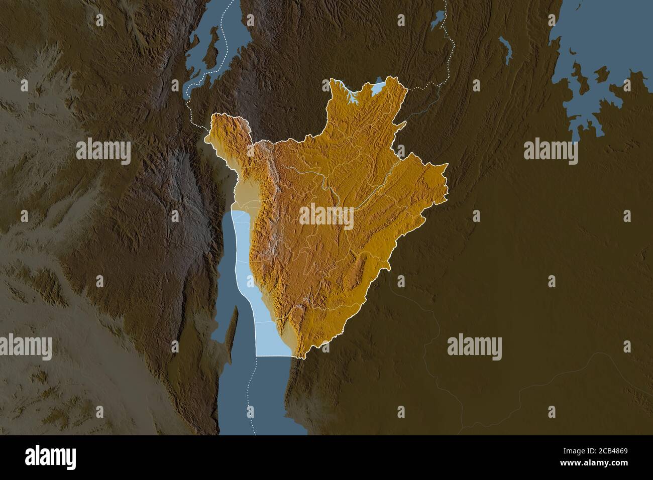 Shape of Burundi separated by the desaturation of neighboring areas ...