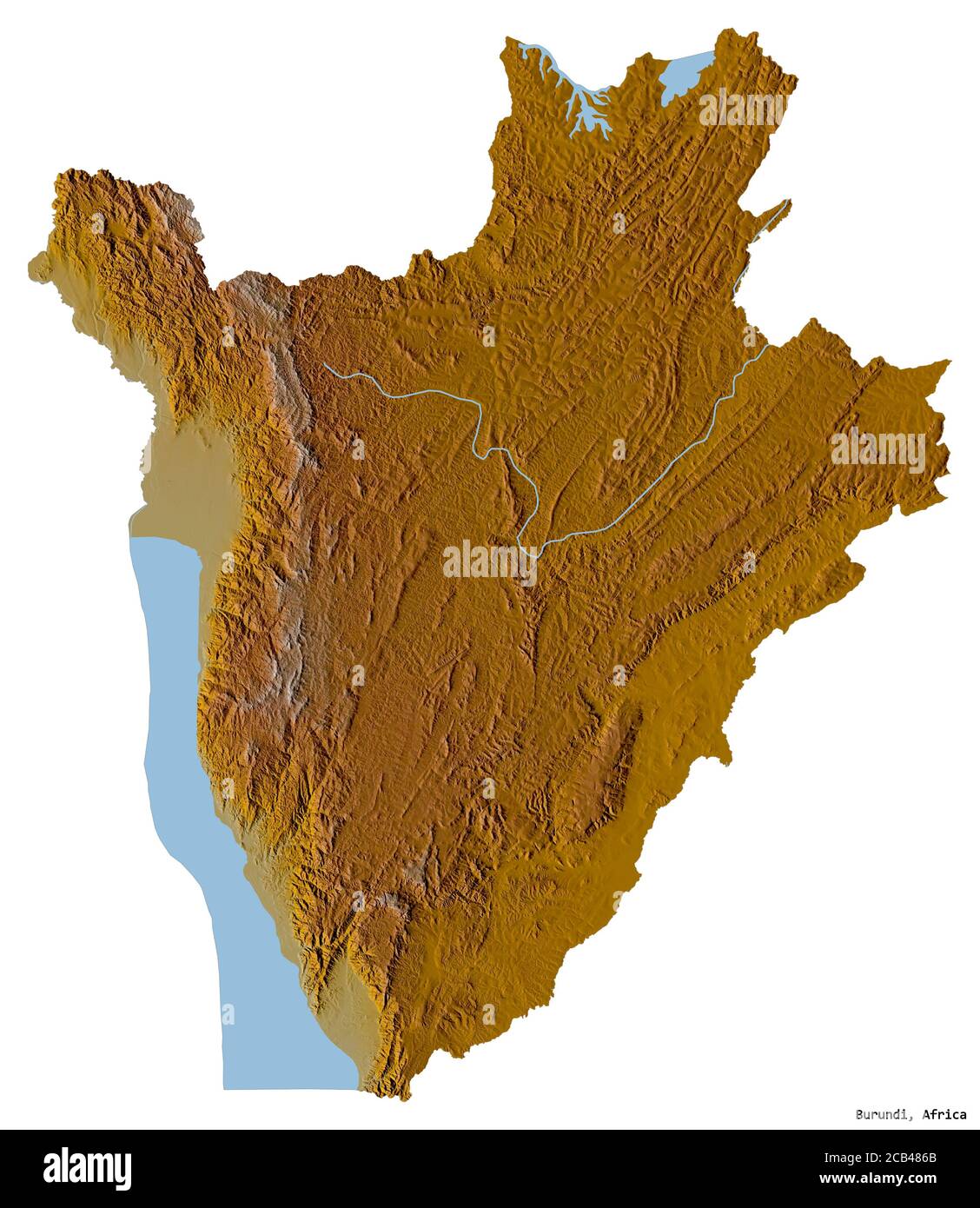 Shape of Burundi with its capital isolated on white background ...