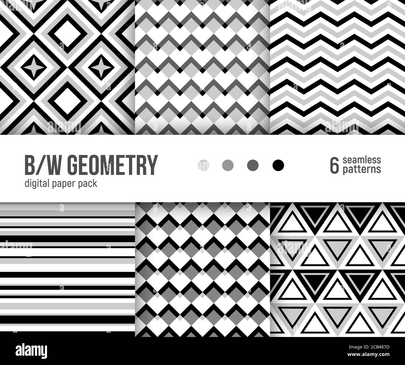 Digital paper pack, set of 6 abstract seamless patterns. Abstract ...