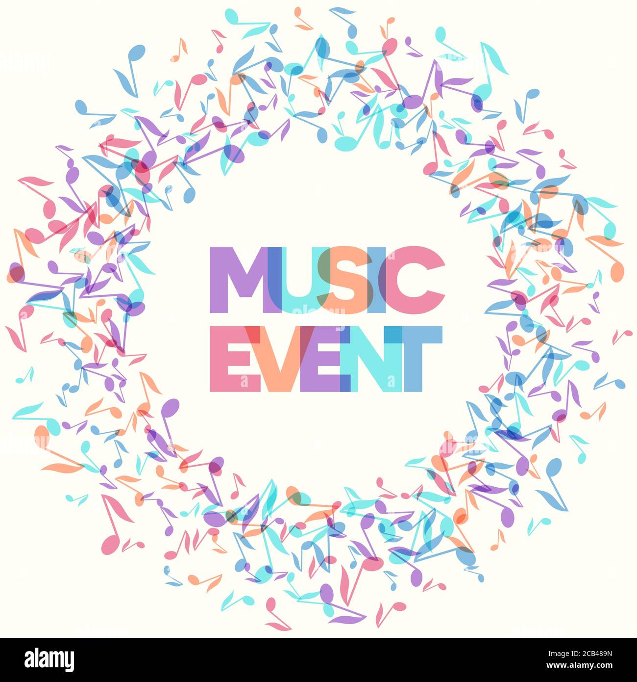 Colorful Music Event notes background. Random colored music festival ...