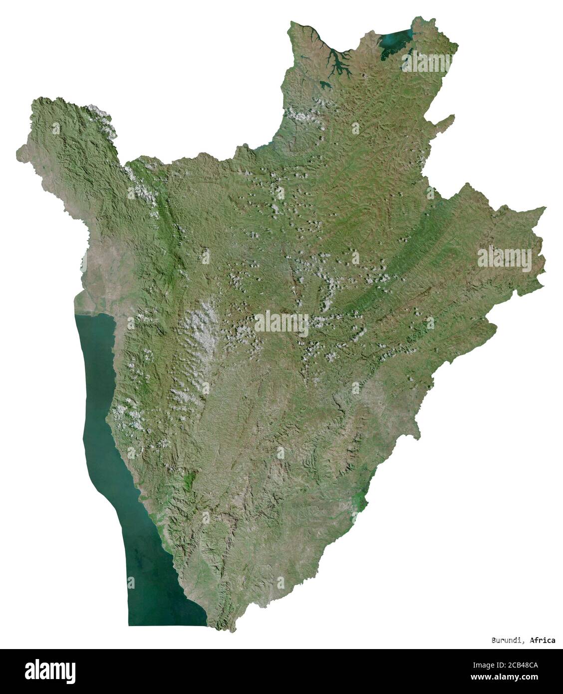 Shape of Burundi with its capital isolated on white background ...