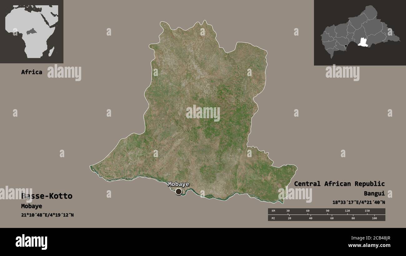 Shape of Basse-Kotto, prefecture of Central African Republic, and its ...