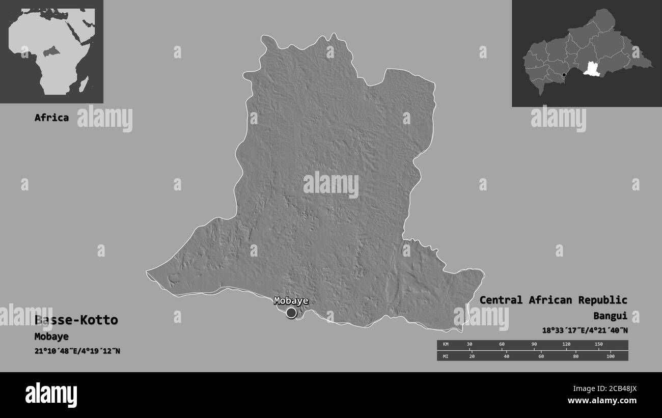 Shape of Basse-Kotto, prefecture of Central African Republic, and its ...