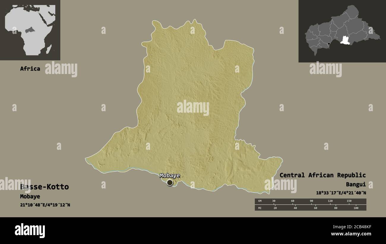 Shape of Basse-Kotto, prefecture of Central African Republic, and its ...