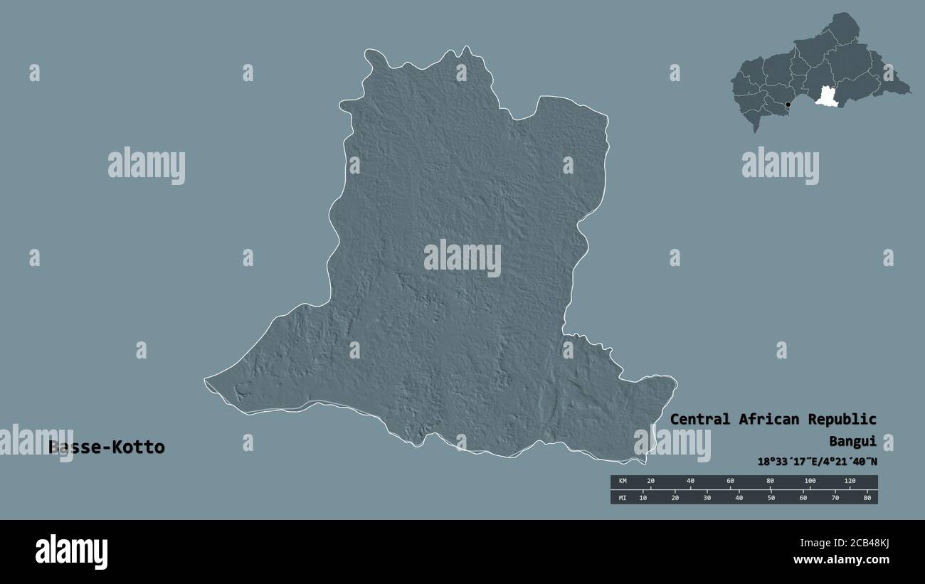 Shape of Basse-Kotto, prefecture of Central African Republic, with its ...