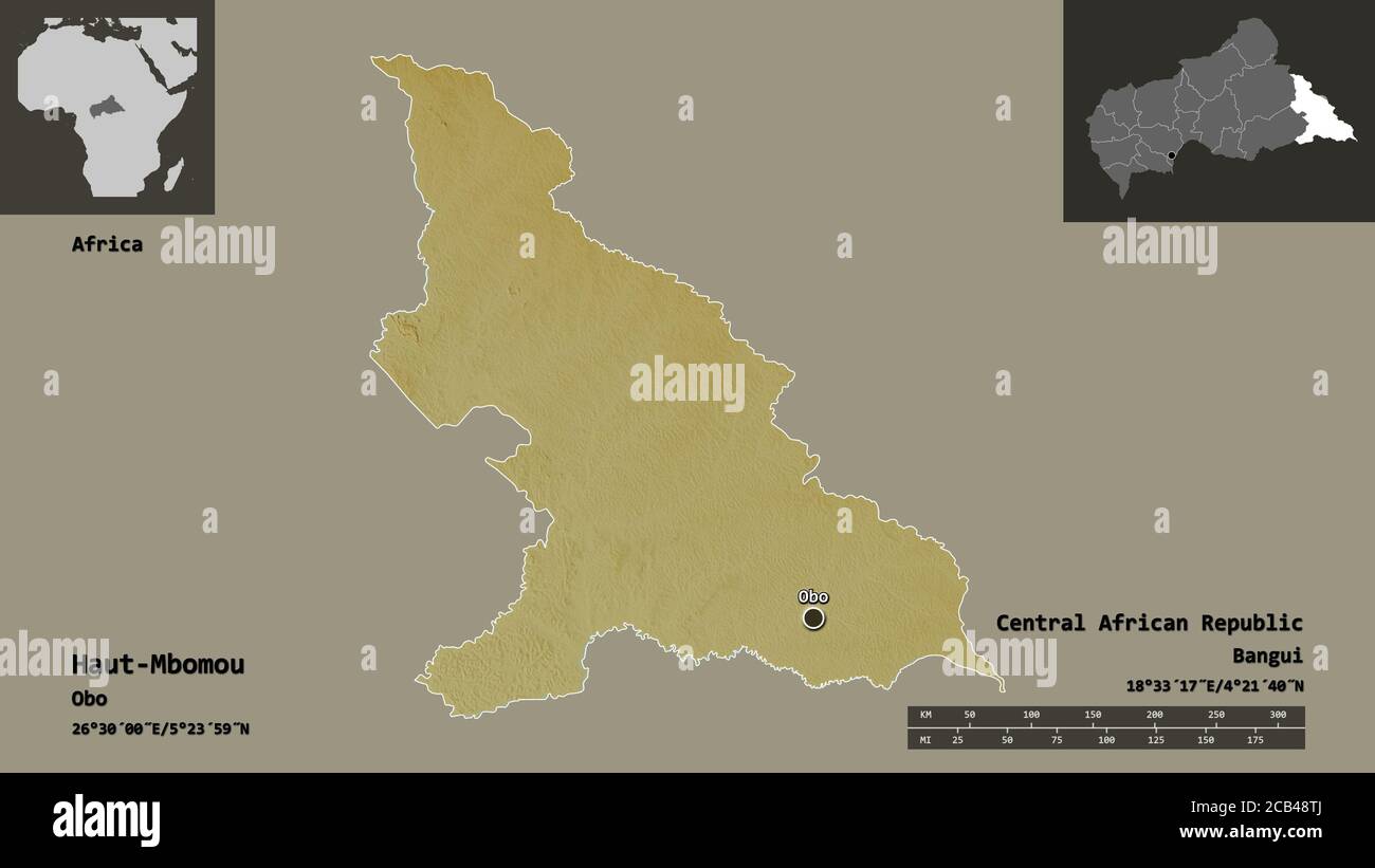 Shape of Haut-Mbomou, prefecture of Central African Republic, and its ...